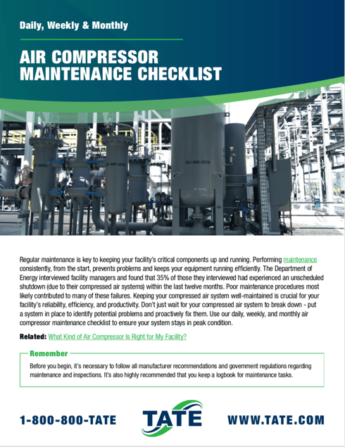 Free Air Compressor Maintenance Checklist